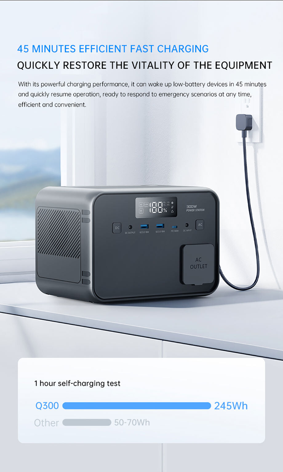 300 Watt Solar Generator 220v Electric Mobile Backup Outdoor Camping ...