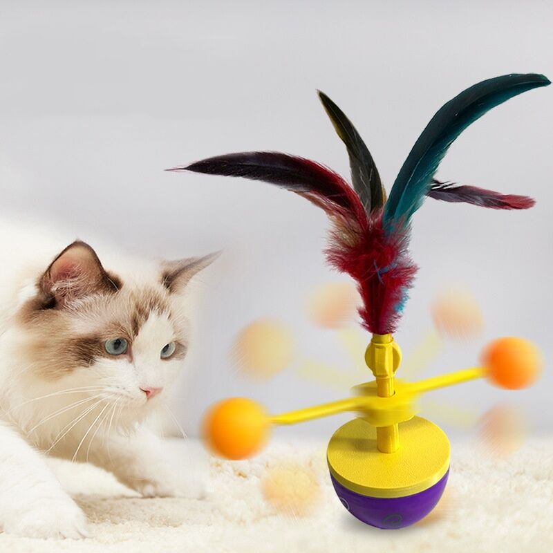 Tumbler Cat Toys Interactive Teasing Cat Toy Feather Teasing Stick ...