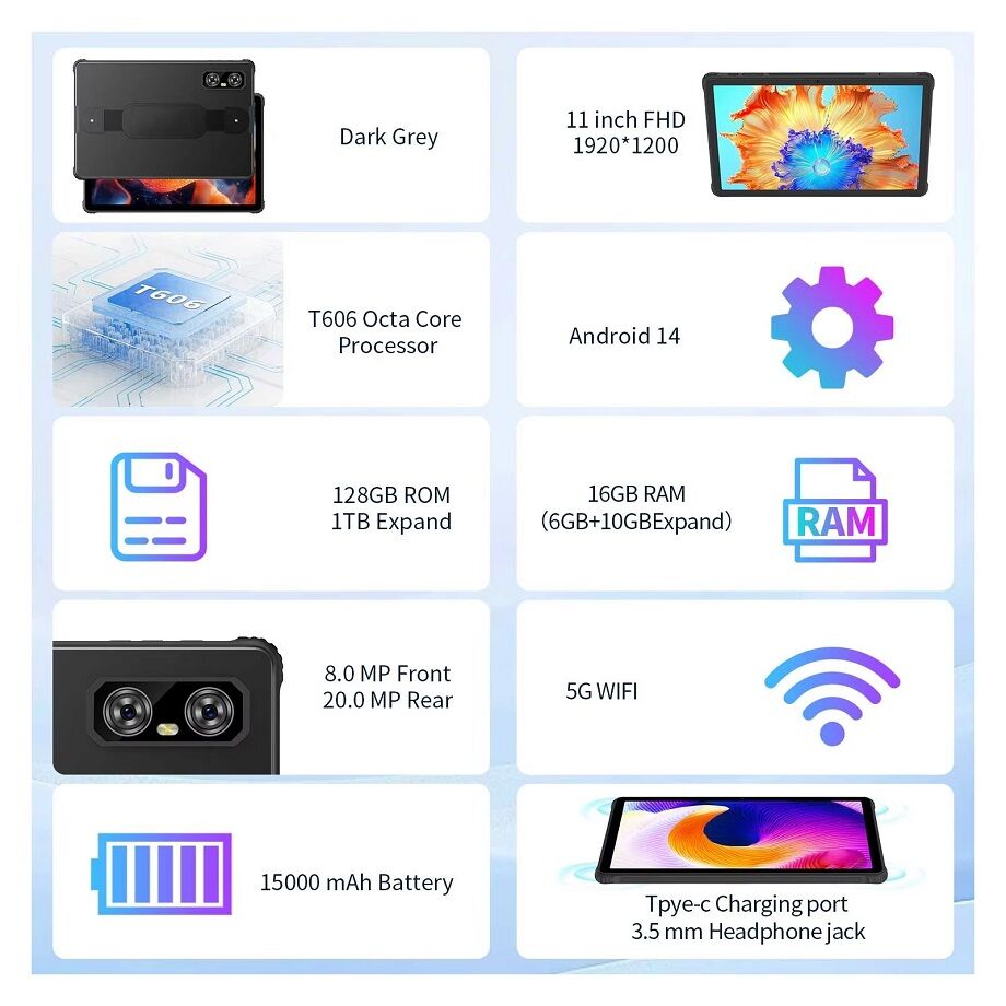 Industrial Octa Core Rugged Tablet Pc 16gb Ram 128g Android 14 ...