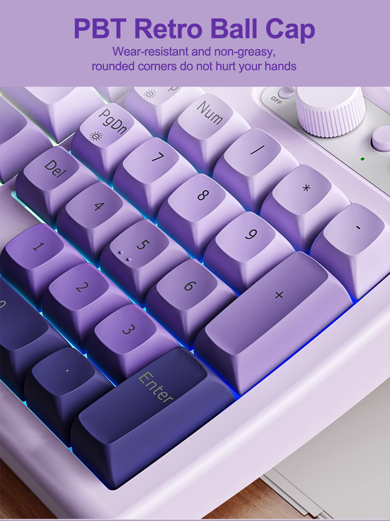 97 Key Pbt Key Caps Wireless Bluetooth Dual-mode Rgb Mechanical Gaming ...