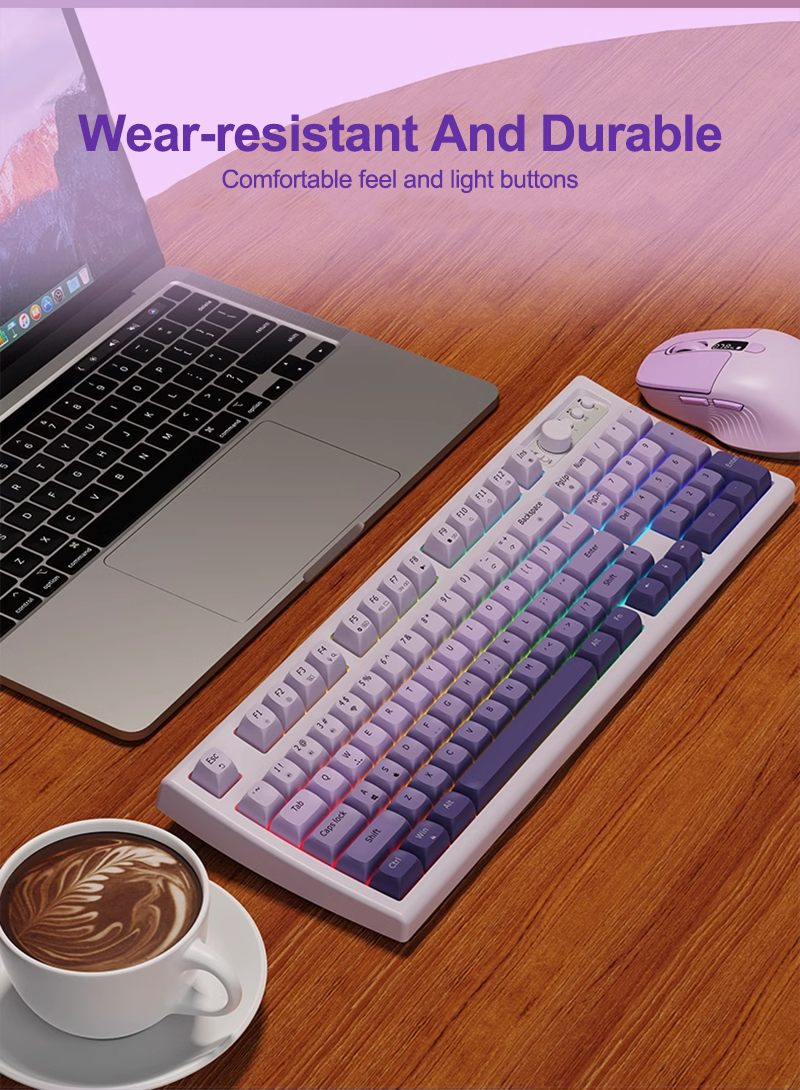 97 Key Pbt Key Caps Wireless Bluetooth Dual-mode Rgb Mechanical Gaming ...