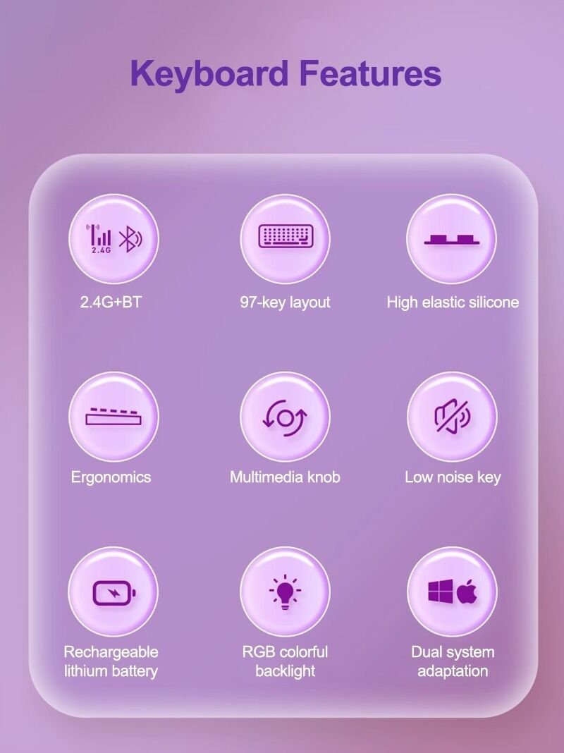 97 Key Pbt Key Caps Wireless Bluetooth Dual-mode Rgb Mechanical Gaming ...