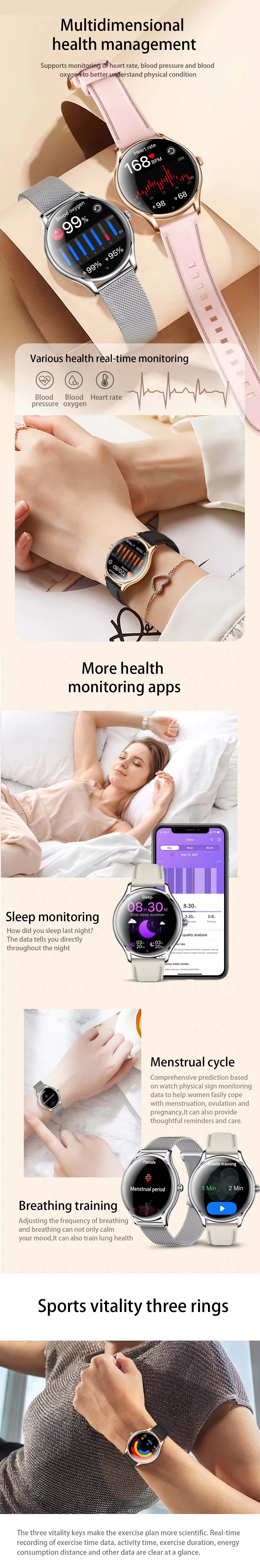 Ip67 Waterproof 1.43 Inch Amoled Screen Women's Health Smart Watch ...
