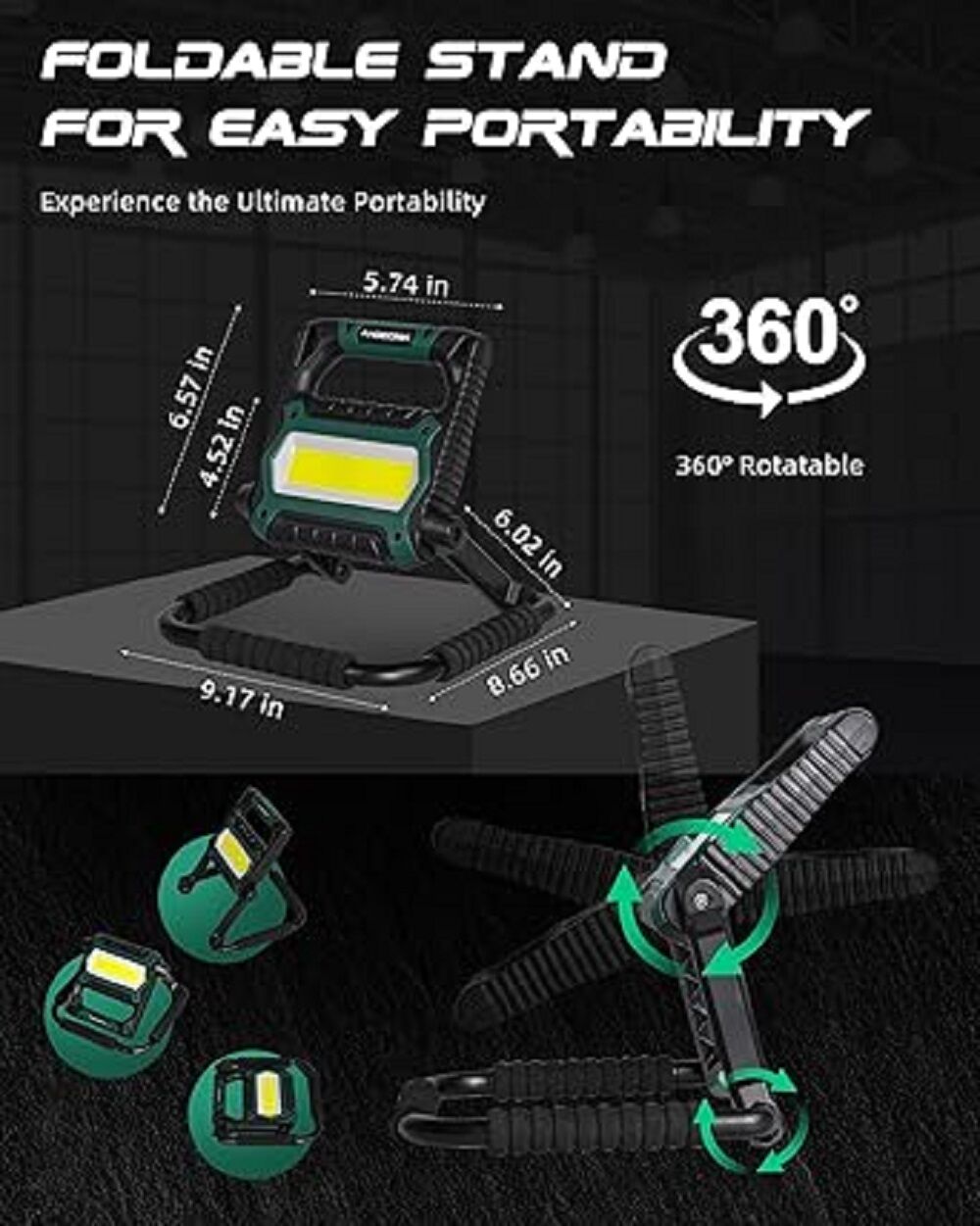 Dynaplus Top Selling 20w Cob Work Light Rechargeable Portable Flood ...