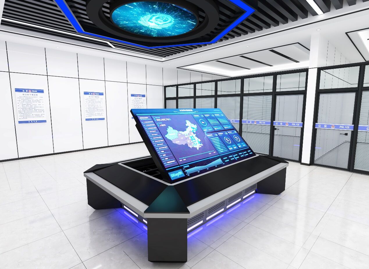 Intelligent Control Room Large Screen Control Console Can Lift And Command Large Screen Metal ...