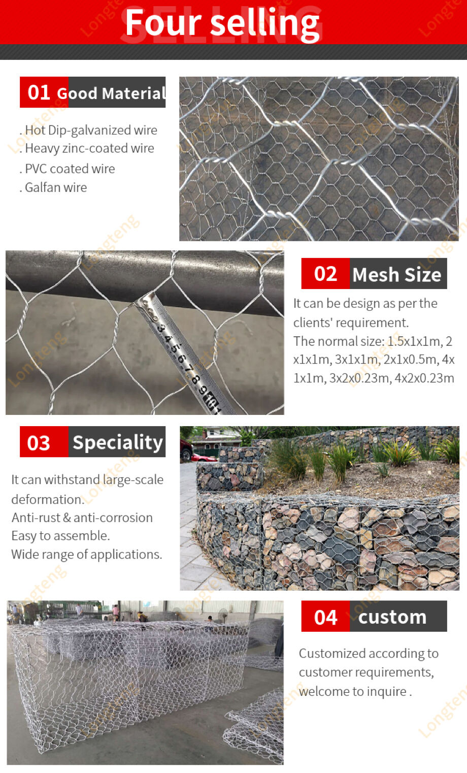 Easily Assembled Galvanized Steel Gabion Box Hexagonal Gabion Basket ...
