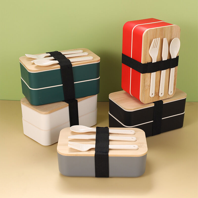 Manufacturer Japanese Style Wooden Lid Lunch Box Knife Fork Spoon ...