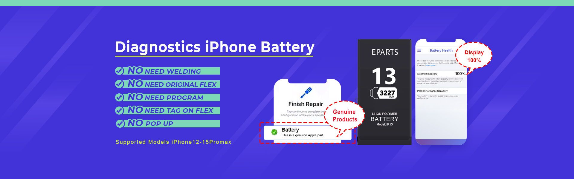 Diagnosable Battery For Iphone 14 Battery, Error-free, Solderless, 100% ...