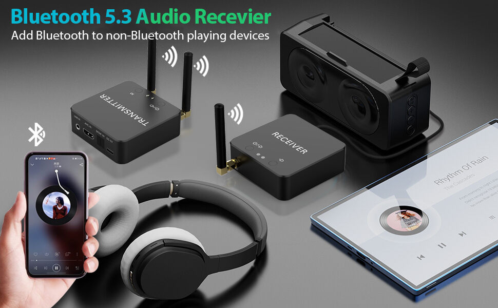 Wireless Audio Transmitter Receiver With Bluetooth 5.0, 5.2/5.8ghz Dual ...