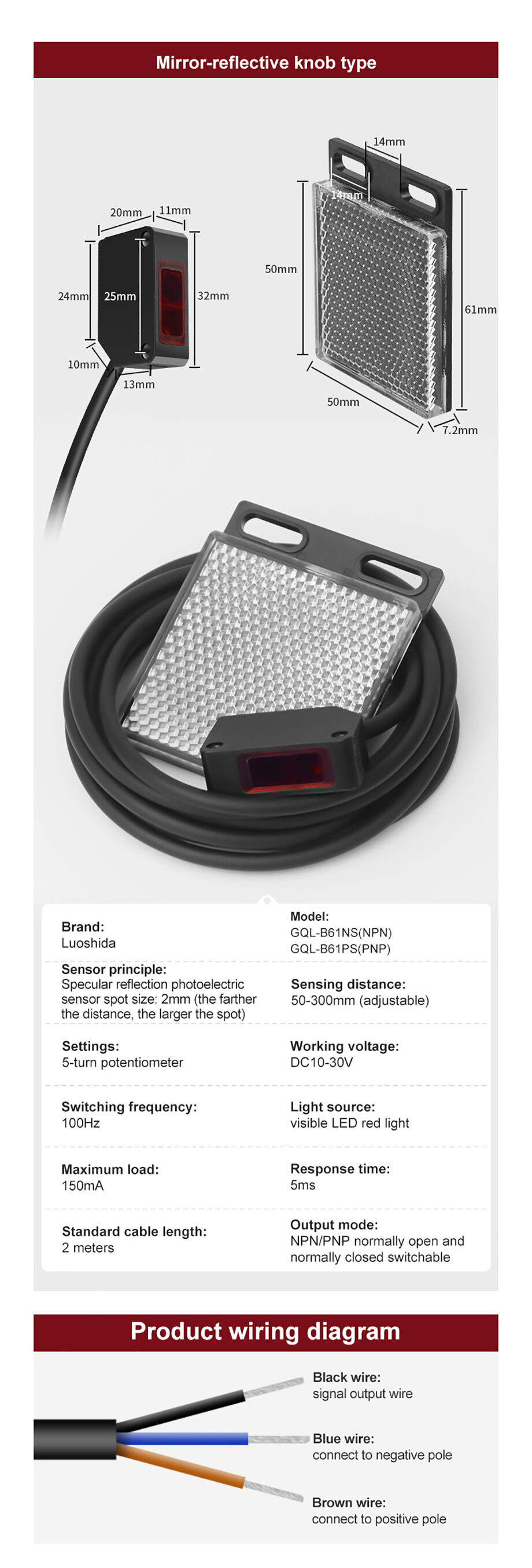 100% New Factory Price Npn Pnp 300mm Diffuse Square Pnp No 10-30vdc ...