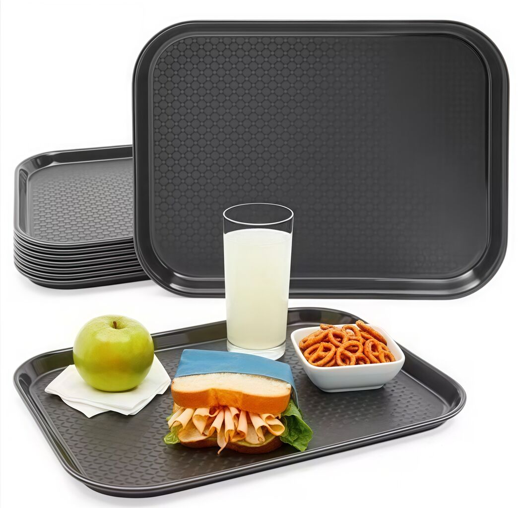 Durable Plastic Cafeteria Food Serving Tray Plate Stackable Canteen ...