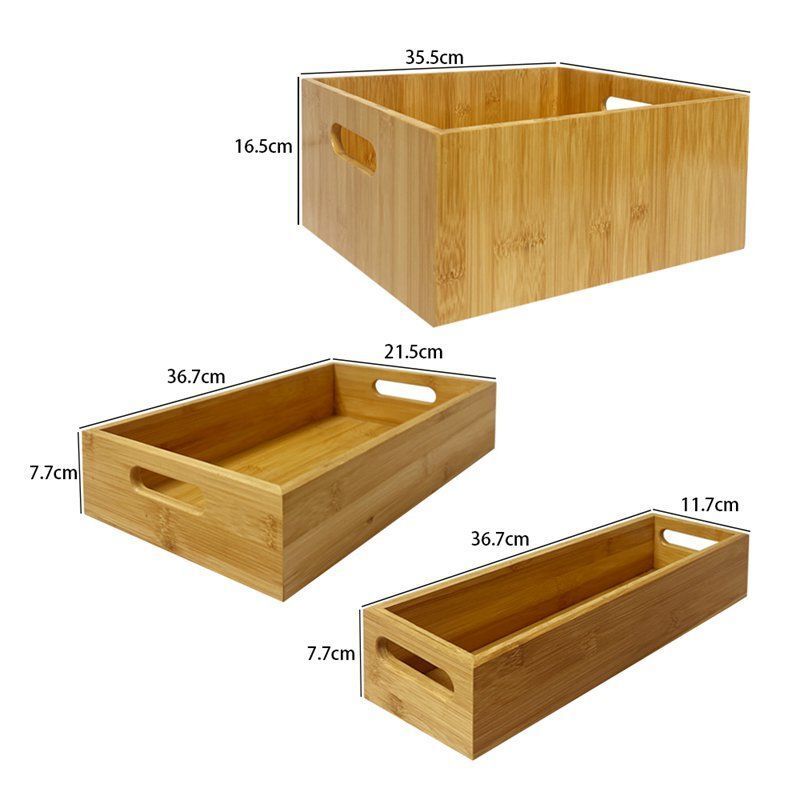 Stackable Jewellery Organizer Storage Box Closet Toy Box Kitchen Bamboo ...