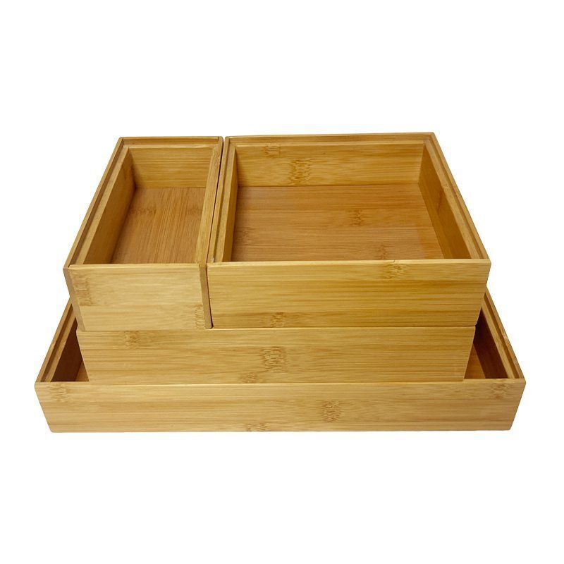 Stackable Jewellery Organizer Storage Box Closet Toy Box Kitchen Bamboo ...