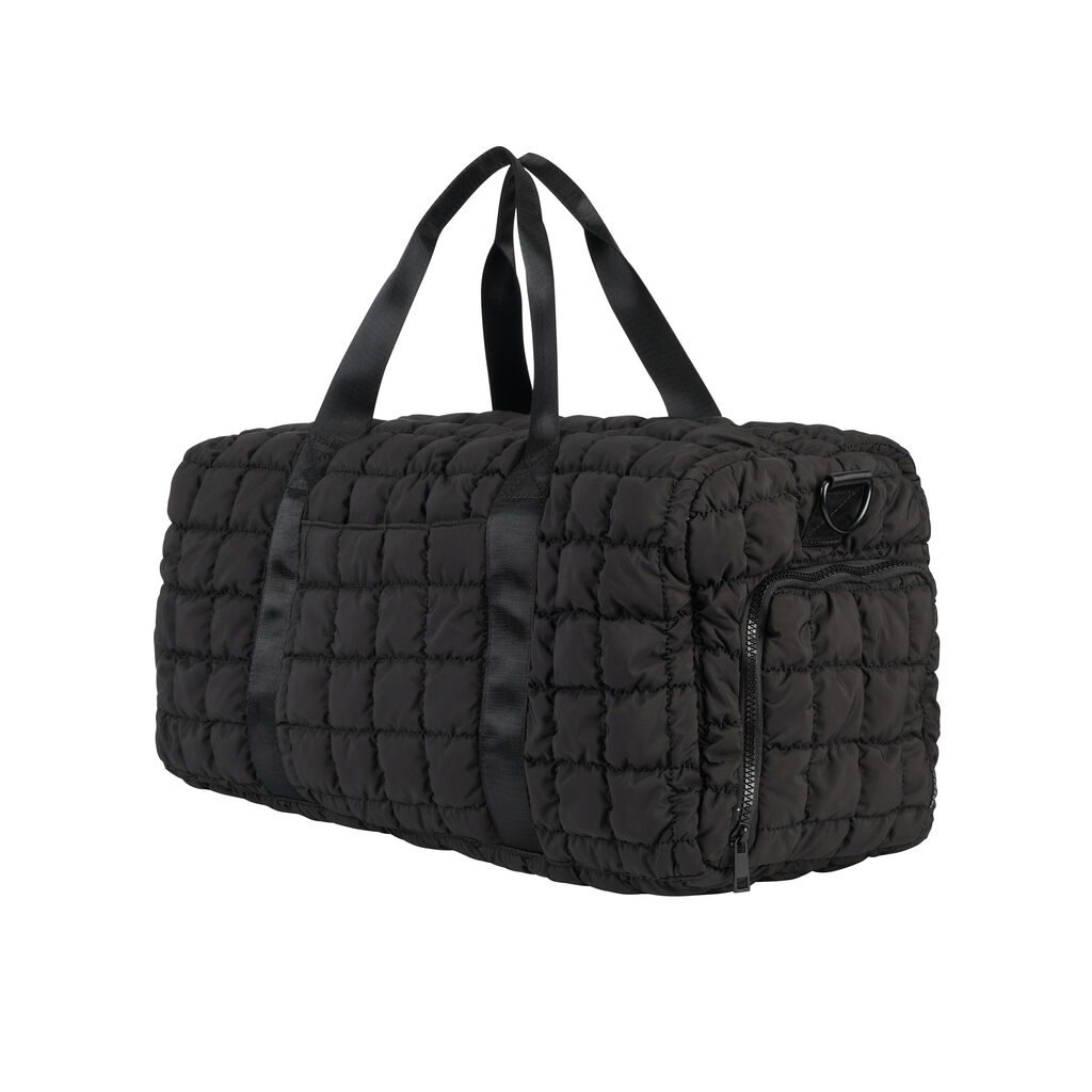 Quilted Duffel Bag 40l - Black, Abrasion-resistant Fabric, Telescopic ...