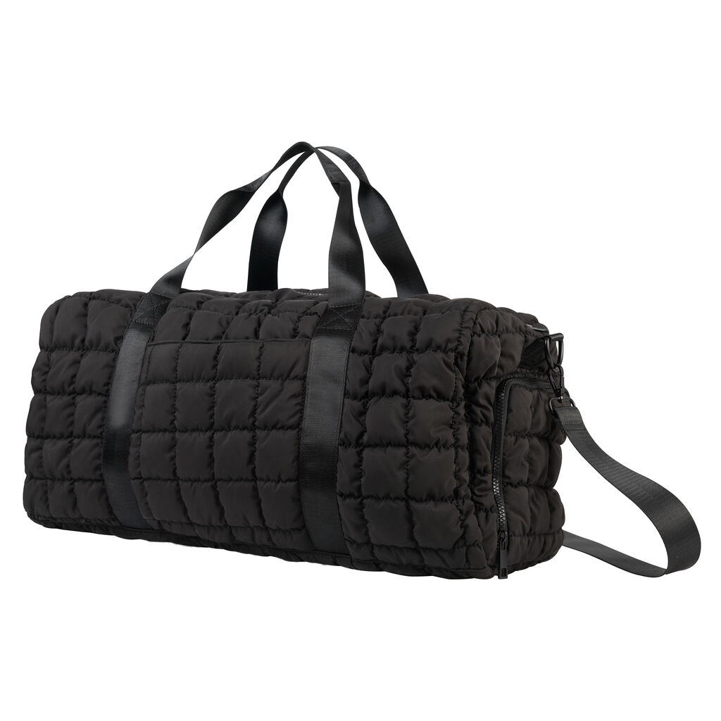 Quilted Duffel Bag 40l - Black, Abrasion-resistant Fabric, Telescopic ...