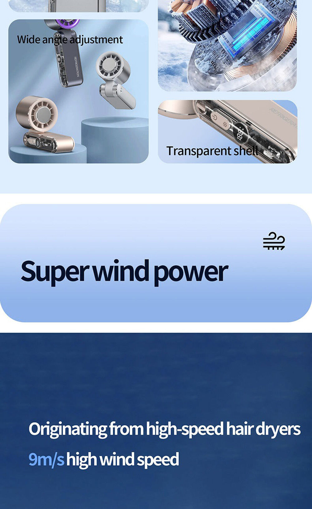 Powerful Wind 4000mah Cooling Foldable Mini Handheld Ice Compress Metal ...