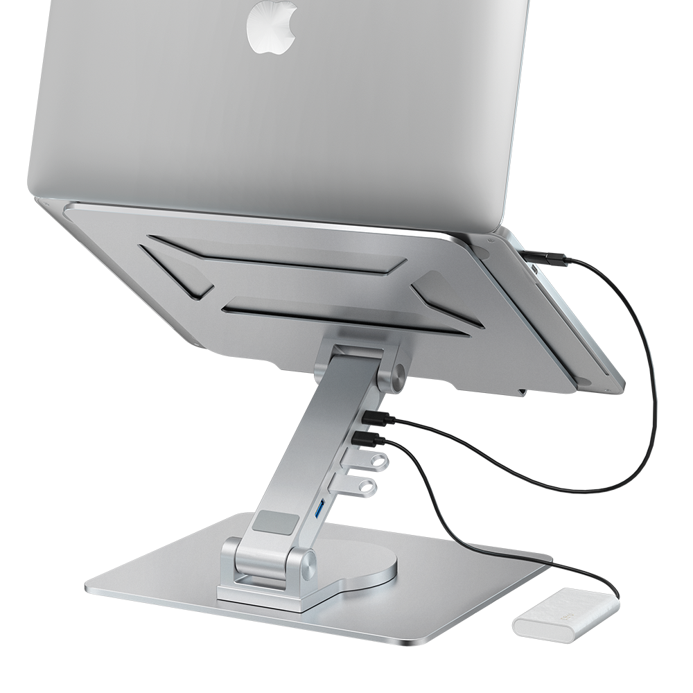 Adjustable 360 Rotating Base Laptop Stand With Hub For Laptop And ...