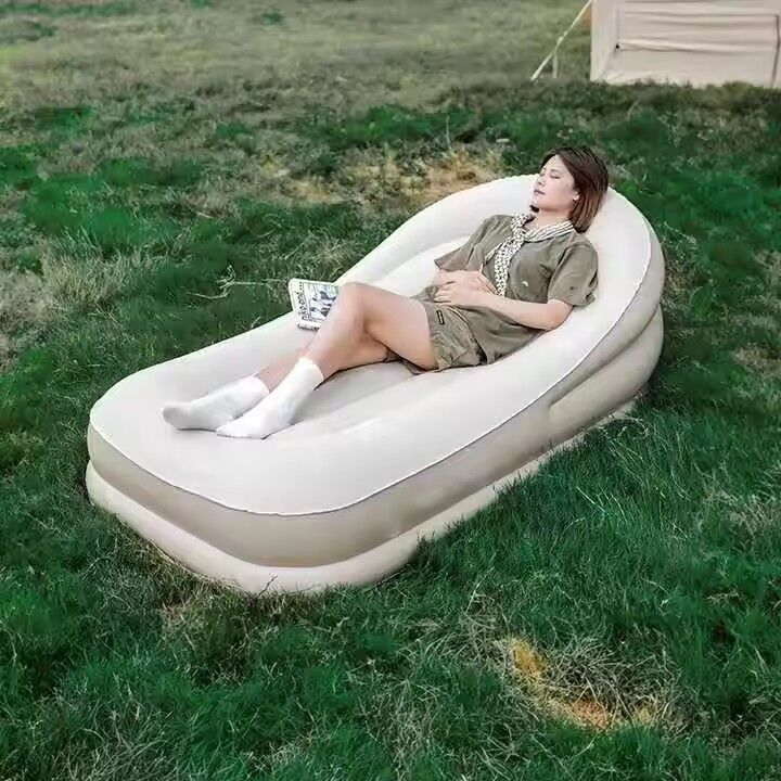 New Thick Inflatable Sofa Lazy Sofa With Footstool Foldable Portable ...