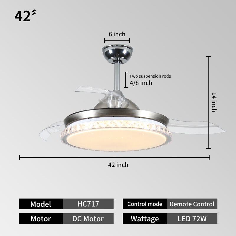 Ceiling Fan With Led Light, Custom Liangte 42 Chandelier 4 Abs Blades ...