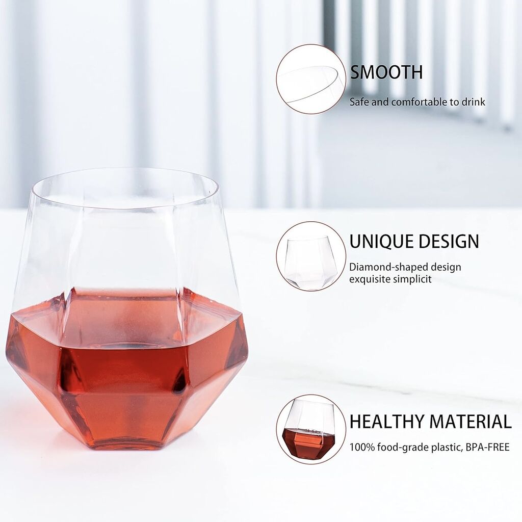 Stylish Shatterproof Portable Gold Rimmed Diamond-shaped Bpa-free ...