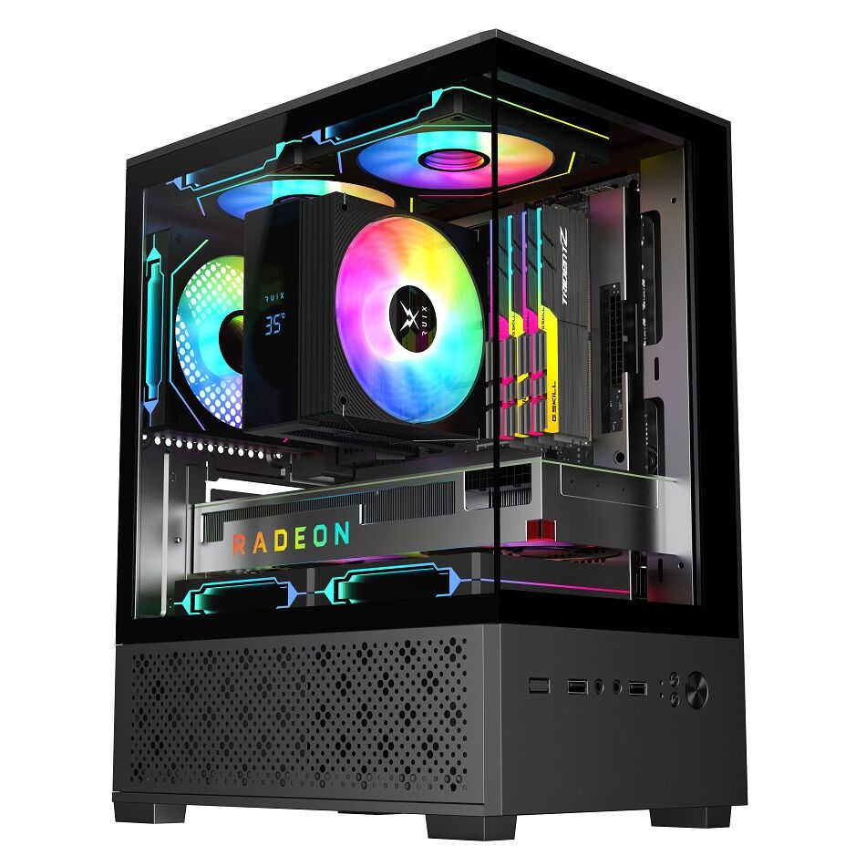Ruix Python Customizable Mid Tower Micro-atx Case With Full View Tempered Glass Lightweight High ...