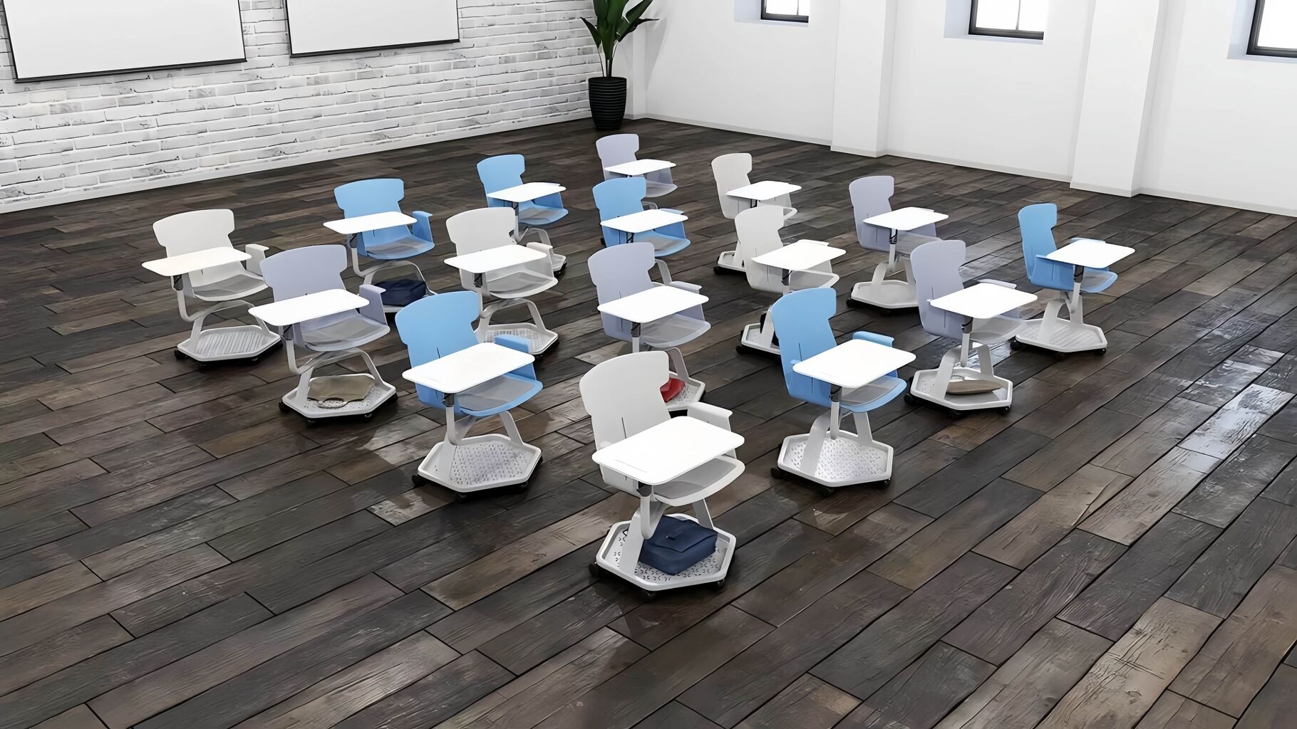 Fixed Pp Plastic Chair With Fabric Seat Cover & Writing Tablet ...