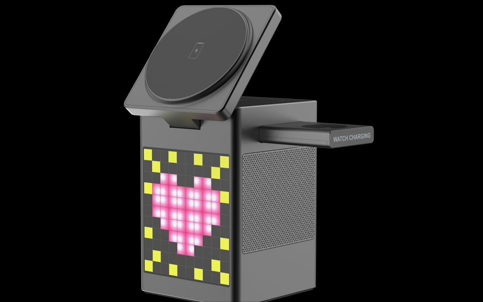 Multifunctional Wireless Charger With Led Clock & Pixel Screen-110 Rgb ...