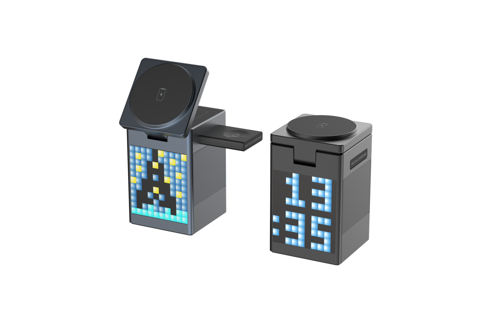 Multifunctional Wireless Charger With Led Clock & Pixel Screen-110 Rgb ...