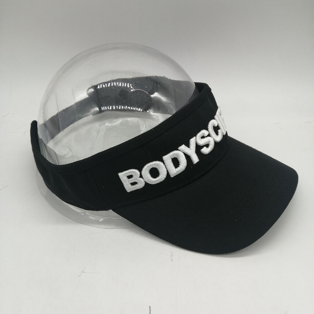 100% Cotton Black Visor Caps Hats Golf Caps With 3d Embroidery For ...