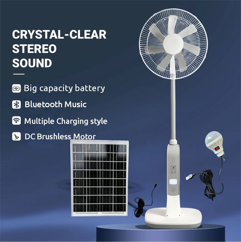 16 Inch Solar Charging Pedestal Fan Solar Electric Ac/dc Stand Floor ...