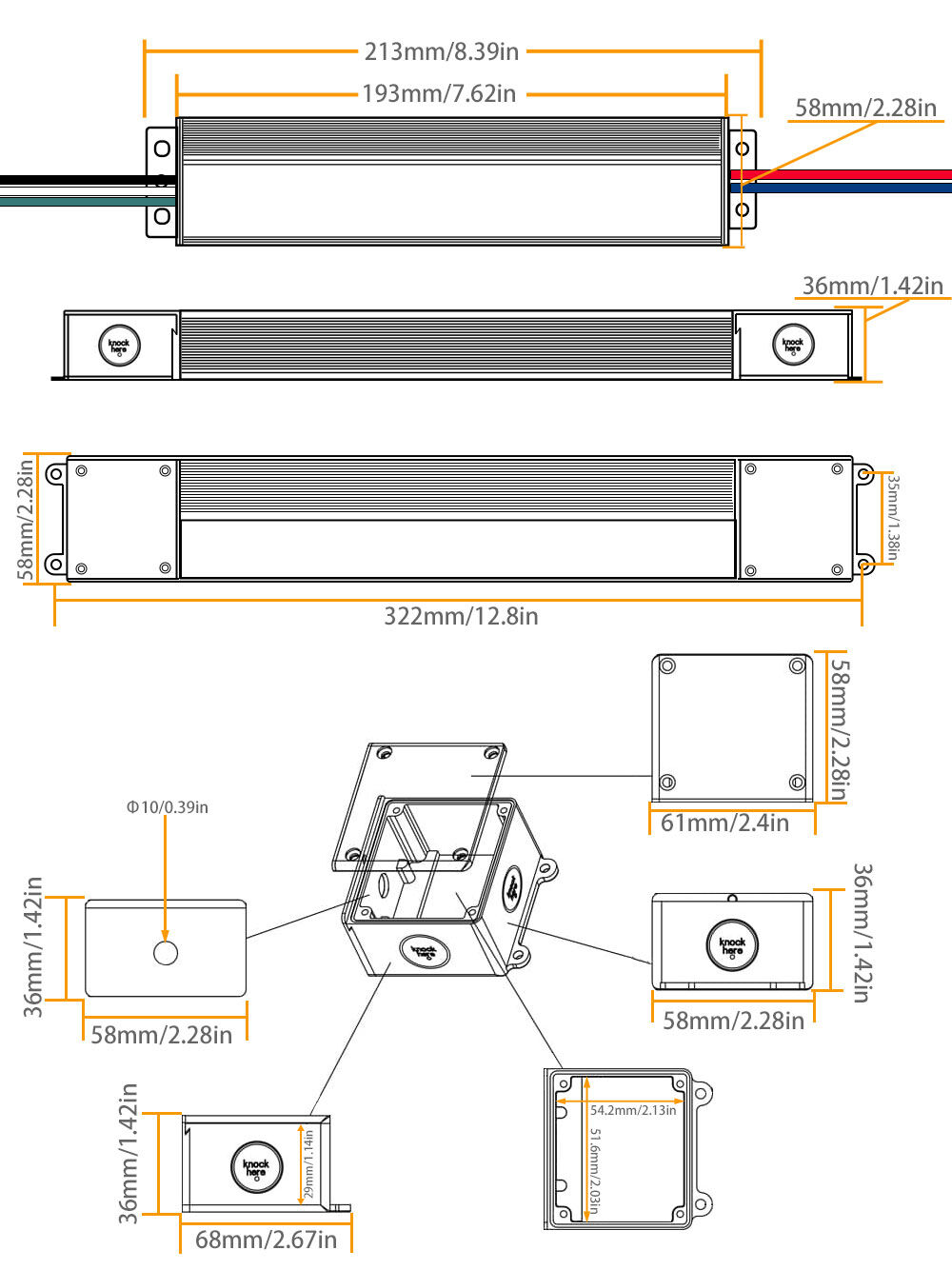 Ac 100-277v Constant Voltage Dimming 200w 12v 24v 36v 48v Junction Box ...