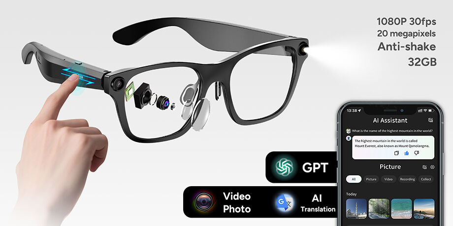 Hot Sale Android / Ios Nhj19 Ai Glasses Voice Assistant Translation ...