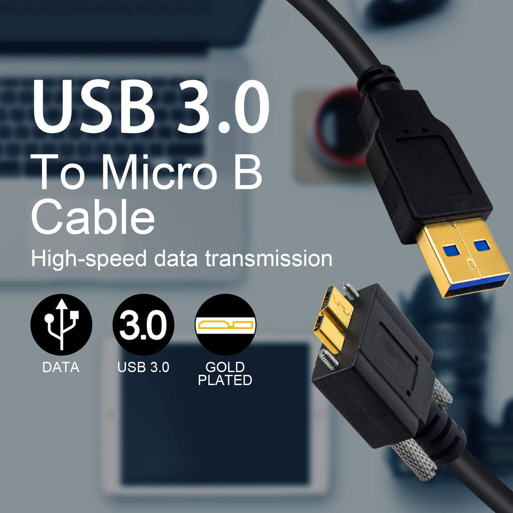 Usb 3.0 A Male To Micro B Male Data Cable With Single Screw Lock, 5gbps ...
