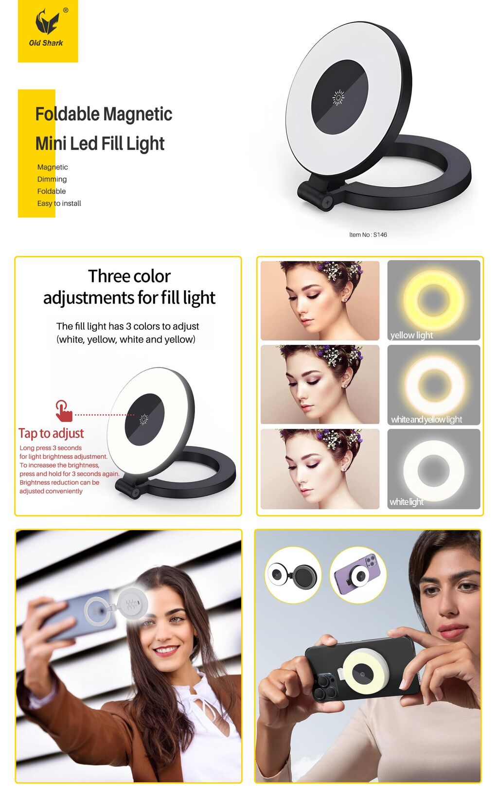 Factory Price Portable Rechargeable Mini Magnetic Phone Led Selfie Ring Light For Mobile, Led ...