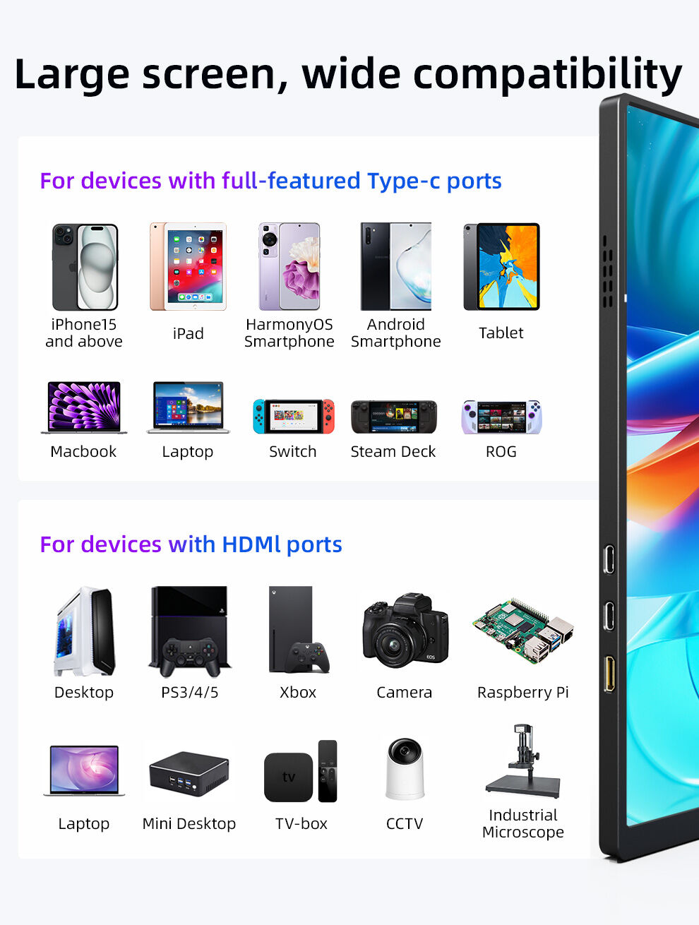 18.5 Inch Portable Lcd Monitor 1920*1080 Usb/hdmi Ips Full Hd Fhd ...