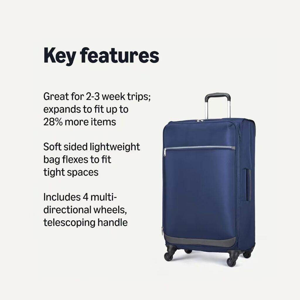 Spacious Eva Soft Side Suitcase With External Pockets & Abrasion ...