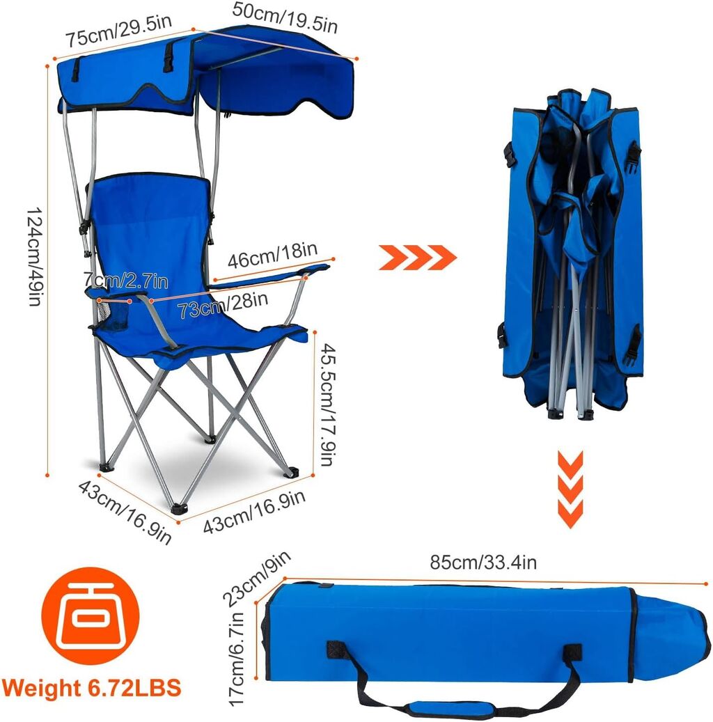 New Upgraded Foldable Adjustable Sunshade Chair Portable Beach Director ...