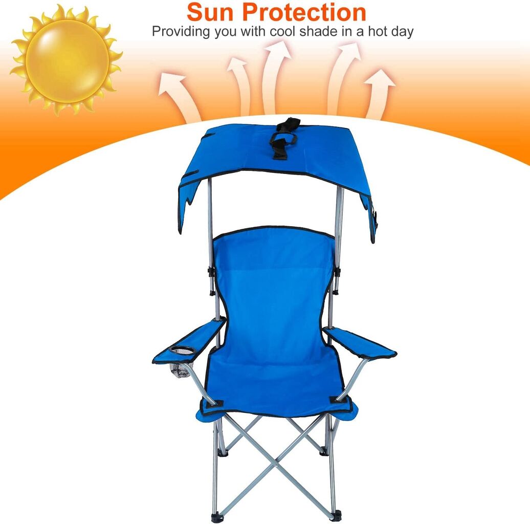 New Upgraded Foldable Adjustable Sunshade Chair Portable Beach Director ...