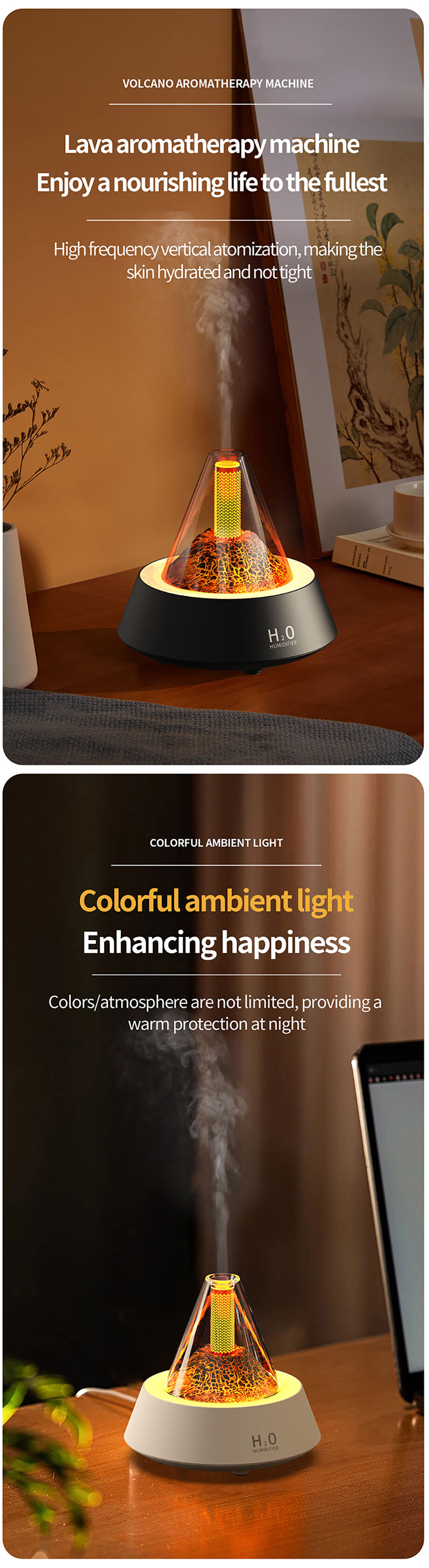 New Creative 80ml Portable Ultrasonic Essential Oil Diffuser Spa Home Relax Simulated Lava ...