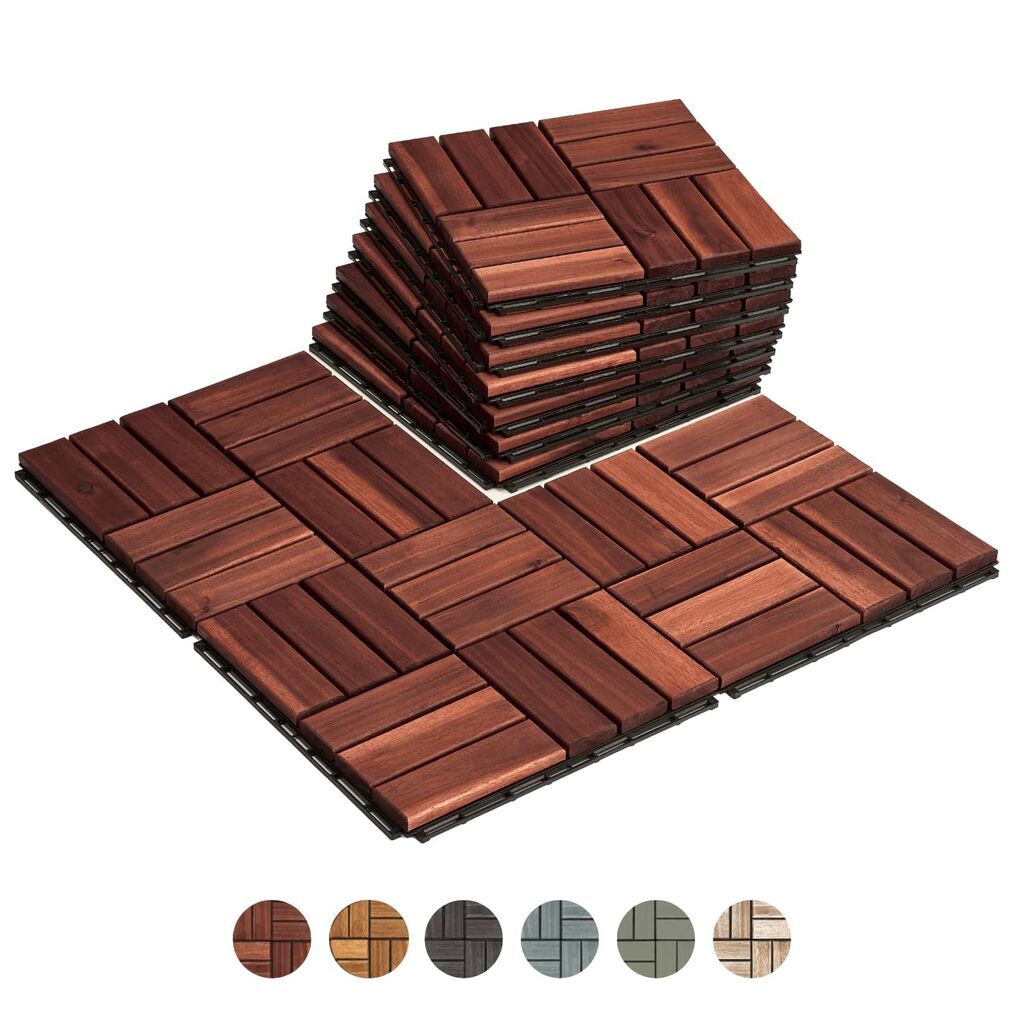 10 Pcs Interlocking Deck Tiles, Patio Flooring - Outdoor Waterproof ...