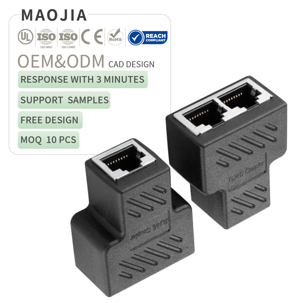 Rj45 Splitter To 2 Female Stp 8p8c Nickel-plated Ethernet Y Adapter For ...
