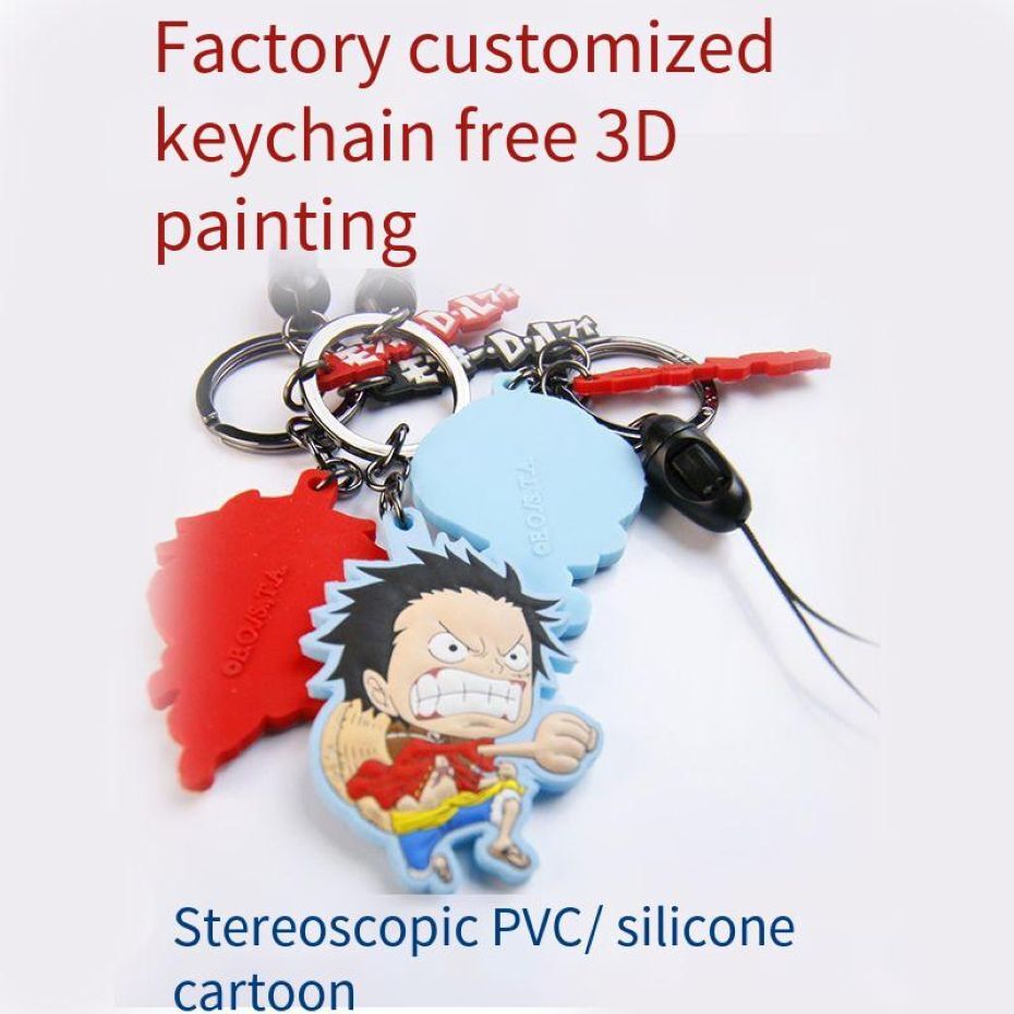 Durable Anime Silicone One Piece Keychain - Cute Luffy Figure Keyring ...