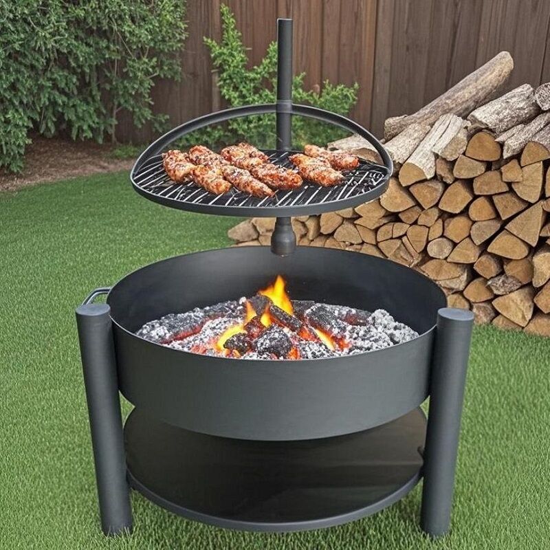 Adjustable Outdoor Wood Fire Pit Bowl Portable Metal Tripod For Garden ...