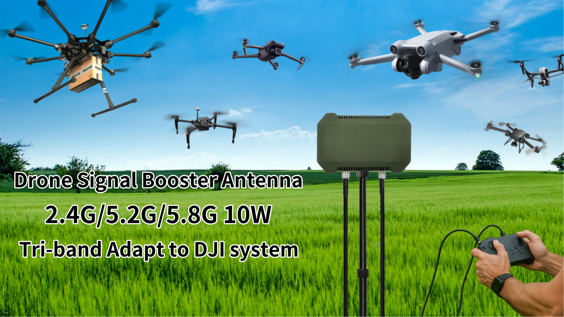 High Power Drone Signal Booster With 2.4g/5.2g/5.8g Antenna Repeaters ...