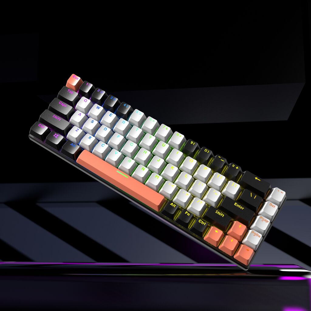 Mini Compact Keyboard, 65% 68keys Mechanical Gaming Keyboard, Rainbow ...