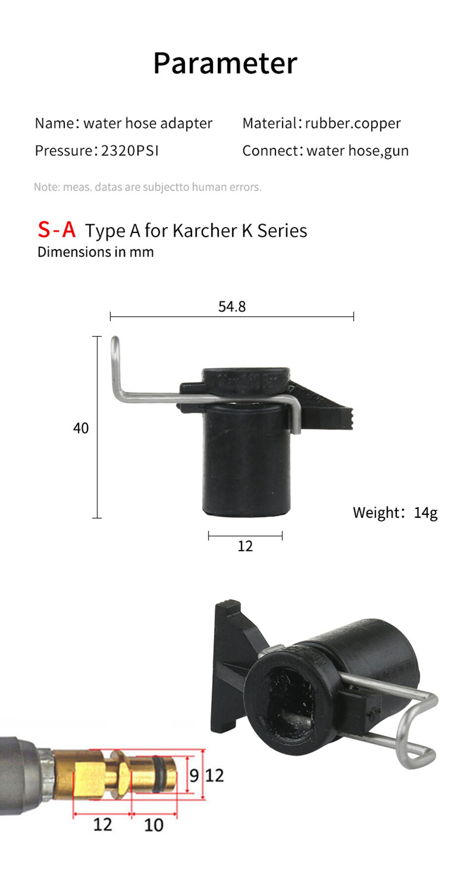 Sps High Pressure Washer Quick Connector Water Hose Fitting For Car ...