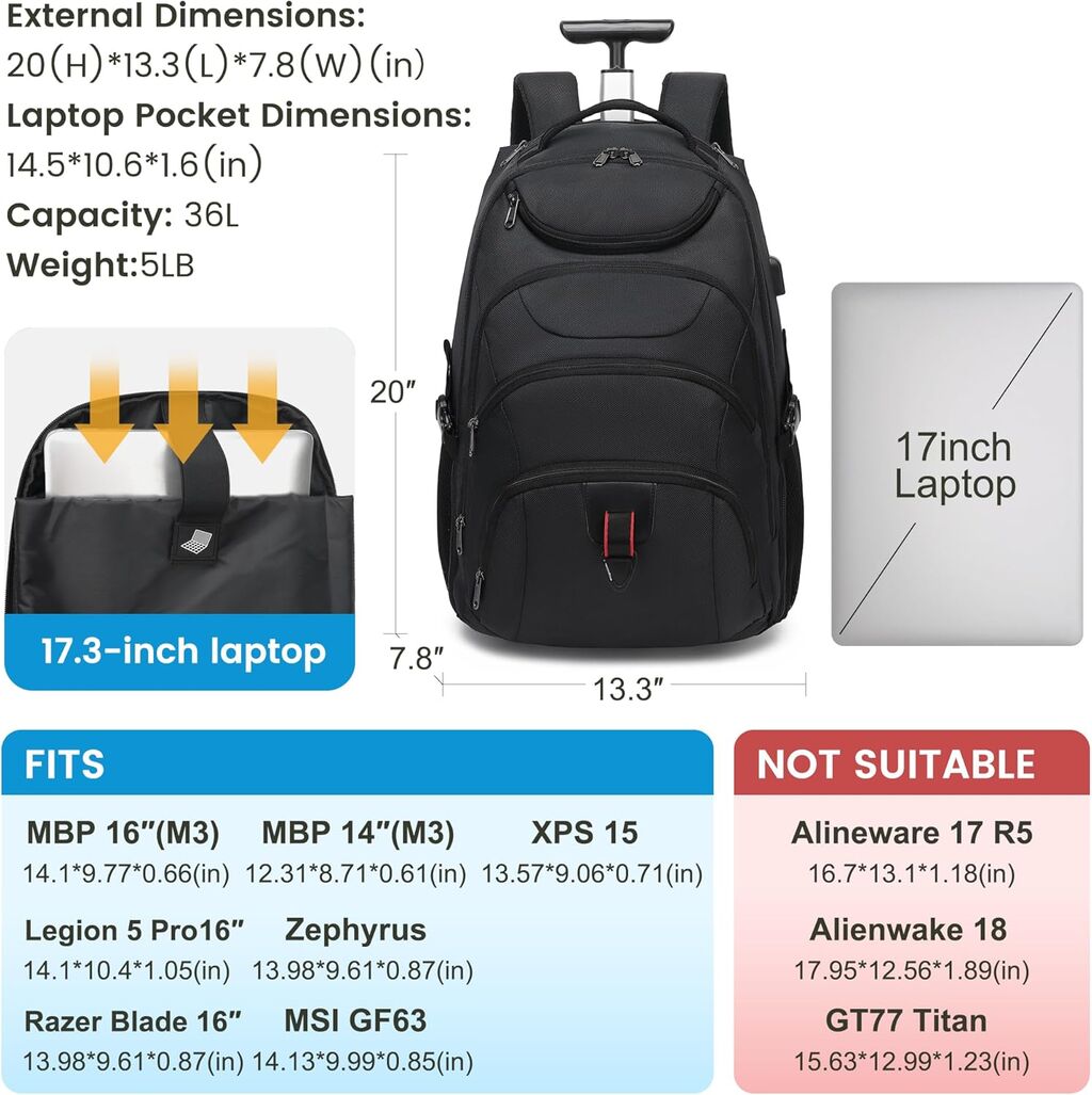 Factory Direct High Quality China Wholesale Rolling Backpack,17 Inch ...