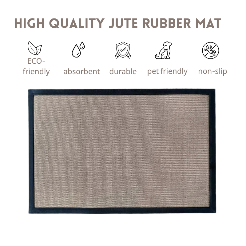 Natural Herringbone Patternjute Mat With Rubber Backing - Eco-friendly ...