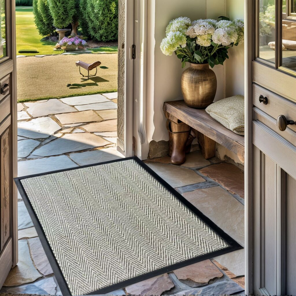 Natural Herringbone Patternjute Mat With Rubber Backing - Eco-friendly ...