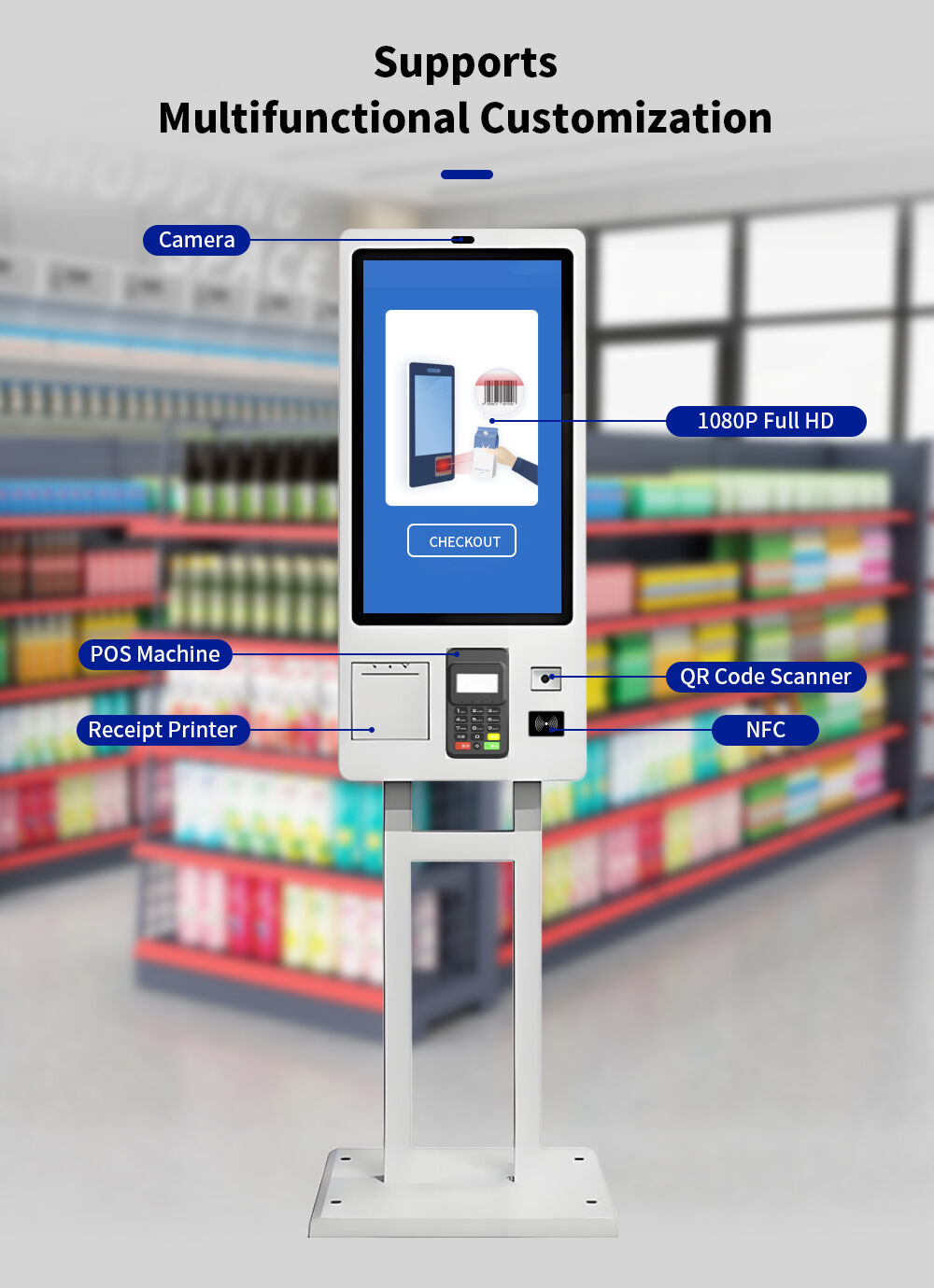 Self Order Touch Screen Kiosk 32inch Self Order Stand Customized Self ...